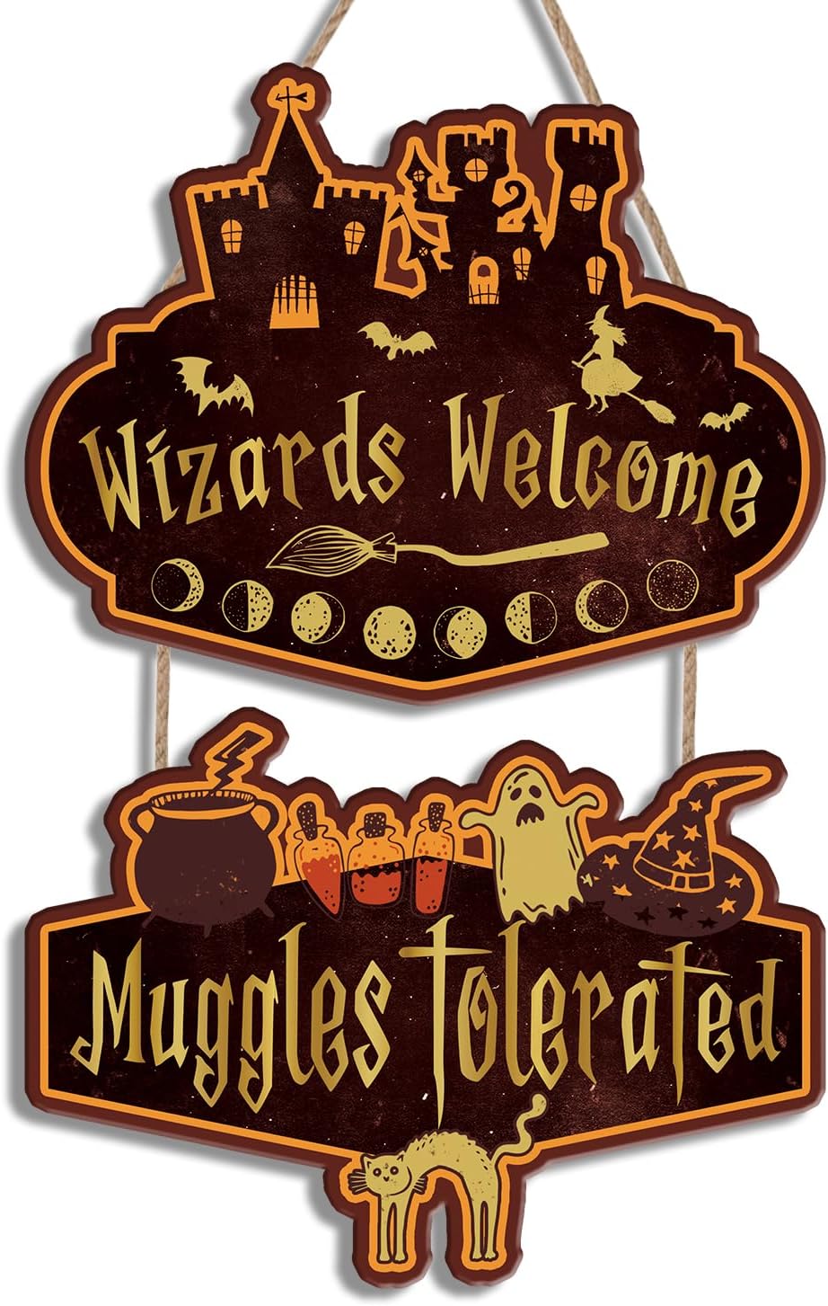 Amazon.com: HLNIUC Wizards Welcome Muggles Tolerated Sign For Kids Room ...