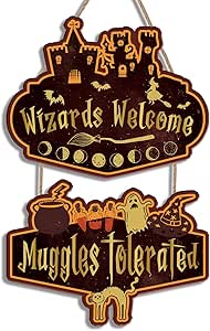 Amazon.com: HLNIUC Wizards Welcome Muggles Tolerated Sign For Kids Room ...