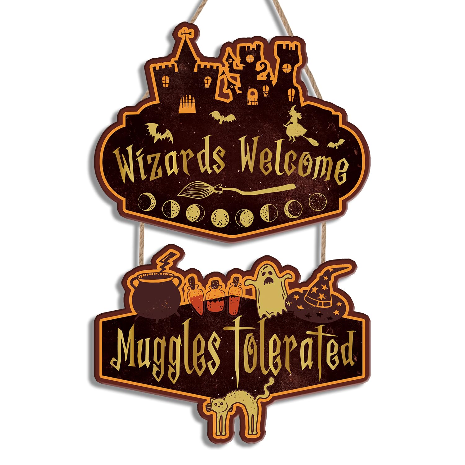 Amazon.com: HLNIUC Wizards Welcome Muggles Tolerated Sign For Kids Room ...