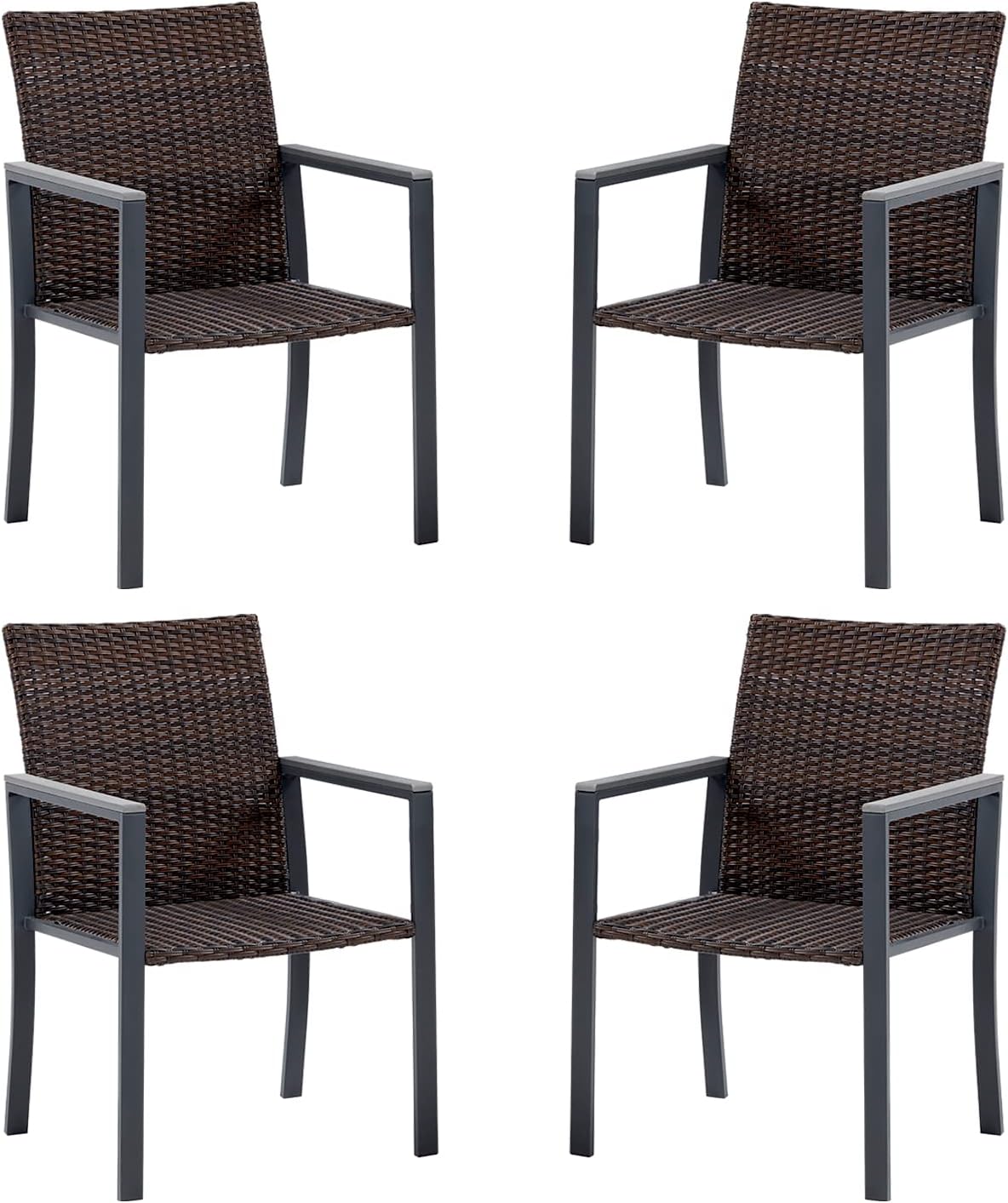 Amazon.com: VICLLAX Outdoor Rattan Chair Set of 4, Patio Dining Chairs ...