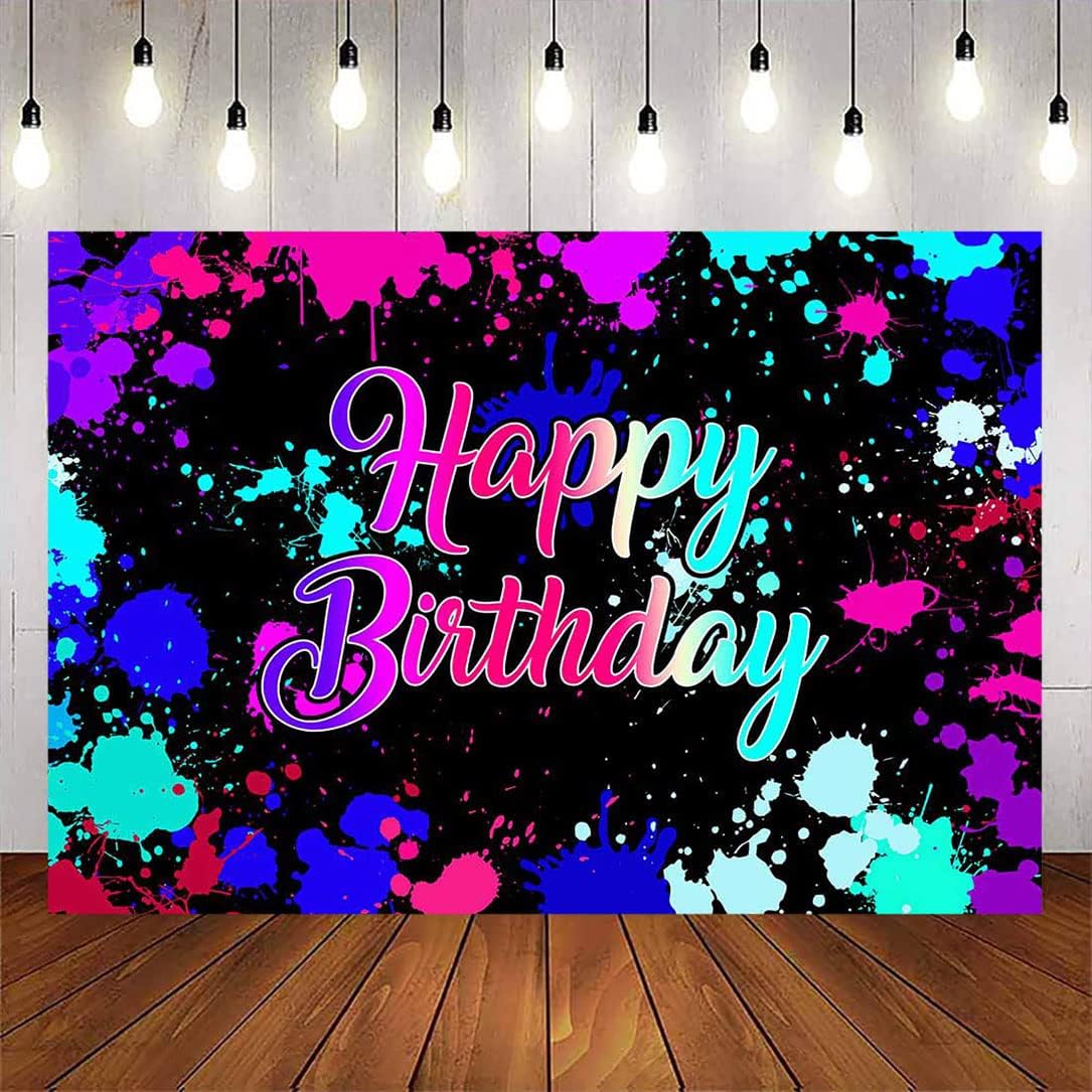 Amazon.com : Avezano Glow Neon Birthday Backdrops Glow in The Dark ...