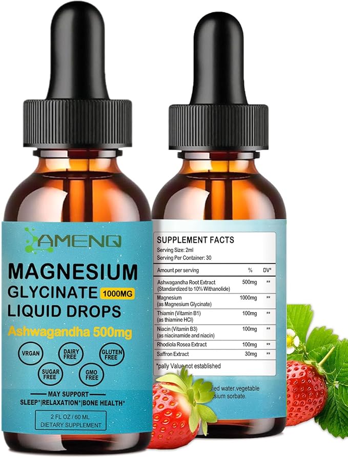 Amazon.com: Magnesium Glycinate Liquid Drops with Ashwagandha,B1, B3 ...