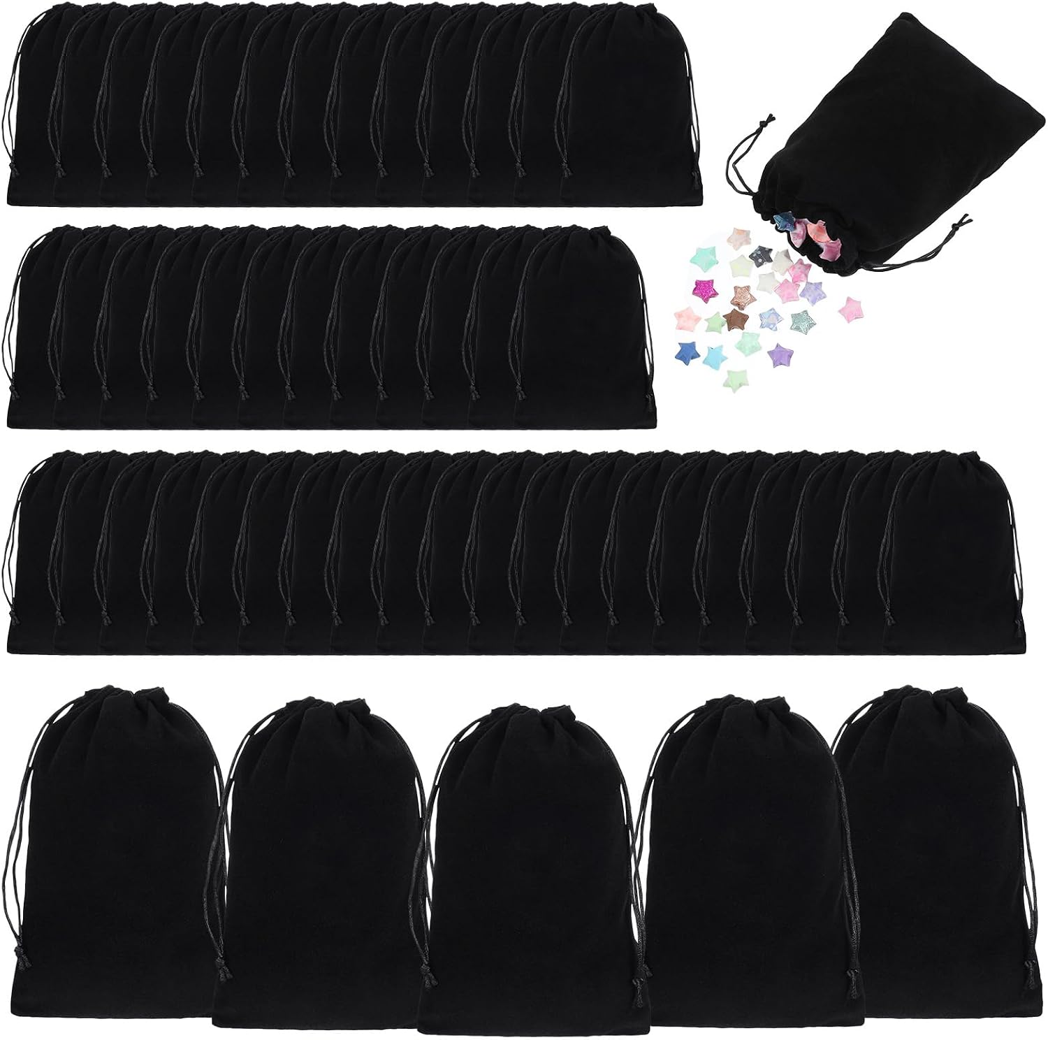 Amazon.com: 50 Pcs Velvet Drawstring Bags, 5×7 Inch Black Jewelry ...
