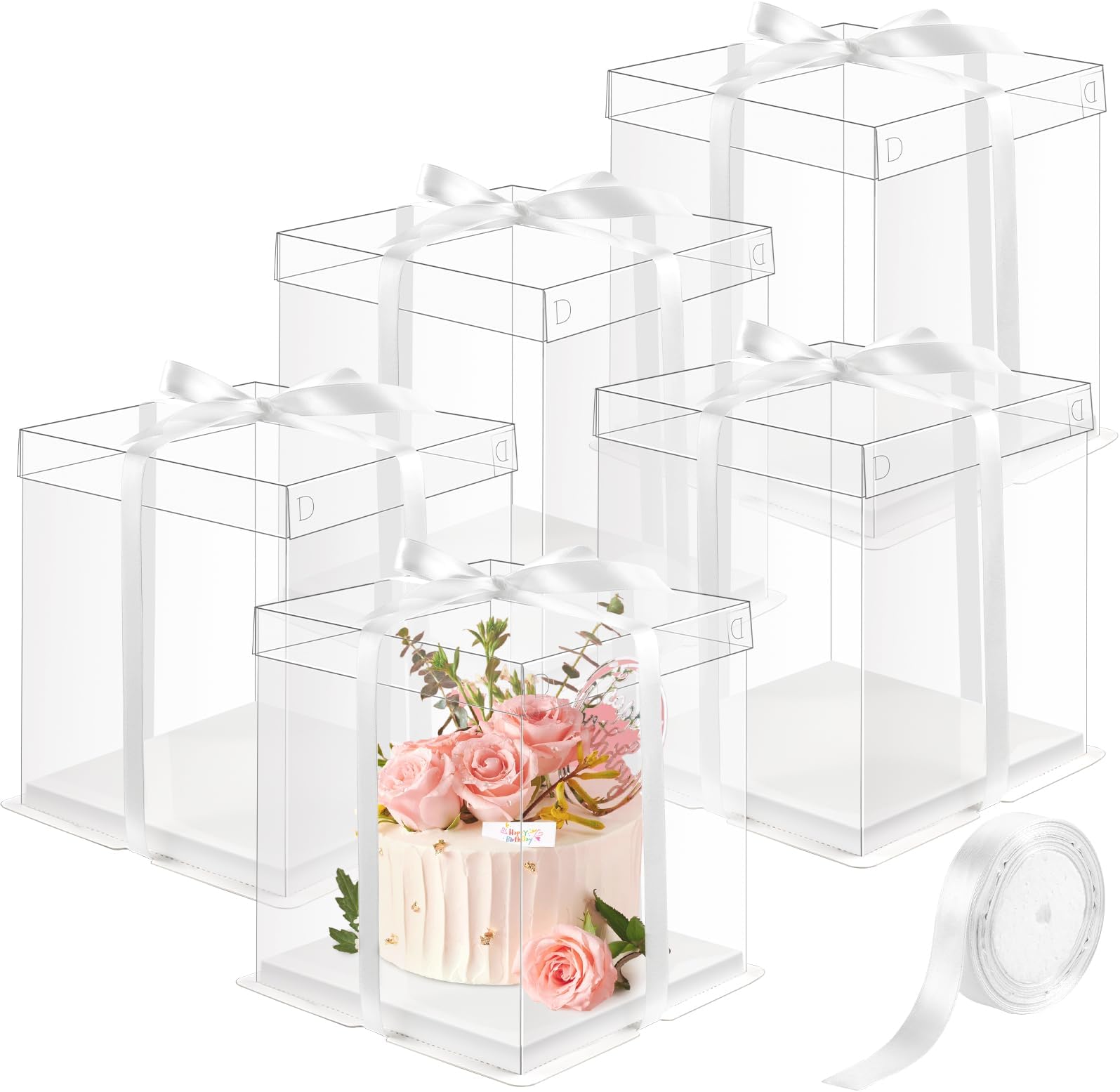 Amazon.com: 10x10x12Inch Clear Cake Box 8Pcs Tall Cake Box, Clear Cake ...