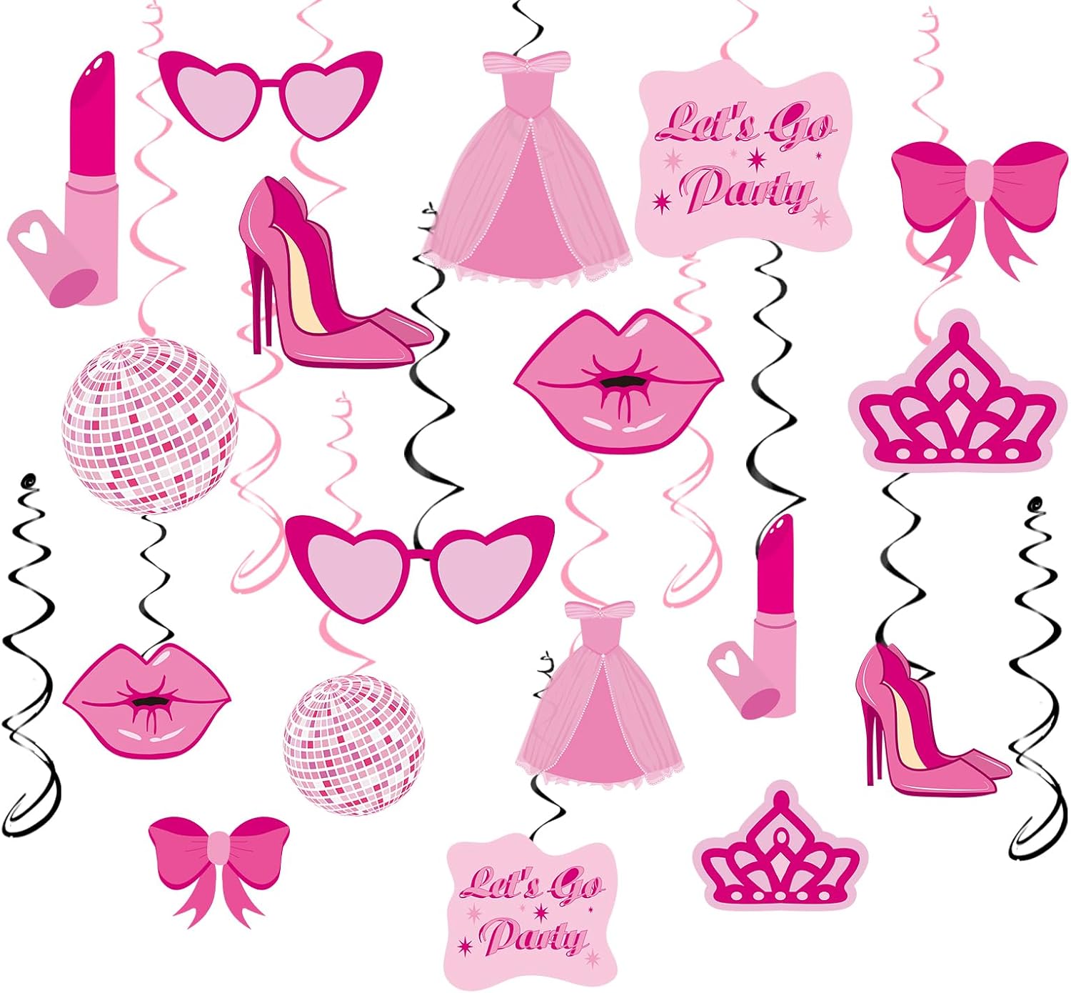 Amazon.com: Princess Party Hanging Decorations Supplies - 40PCS Pink ...