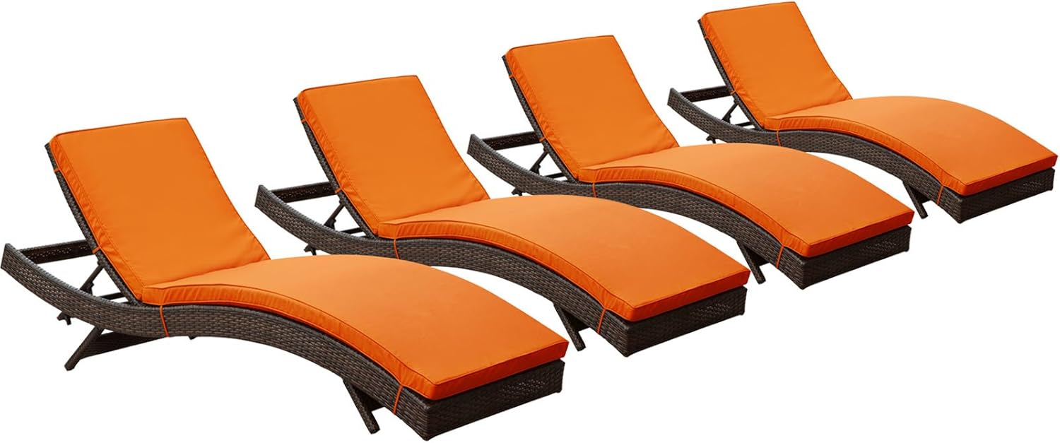 Amazon.com : Modway Peer Wicker Rattan Outdoor Patio Four Chaise Lounge ...