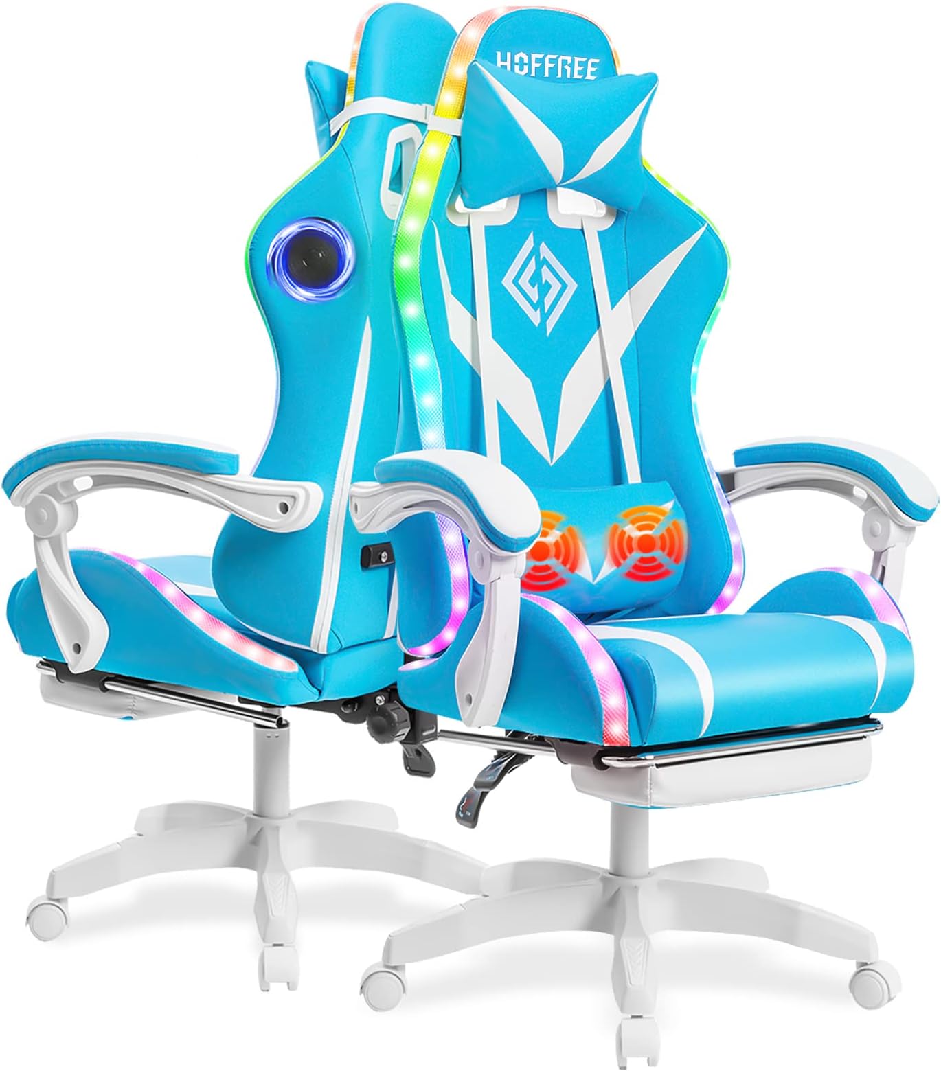 Amazon.com: Gaming Chair with Bluetooth Speakers and RGB LED Lights ...