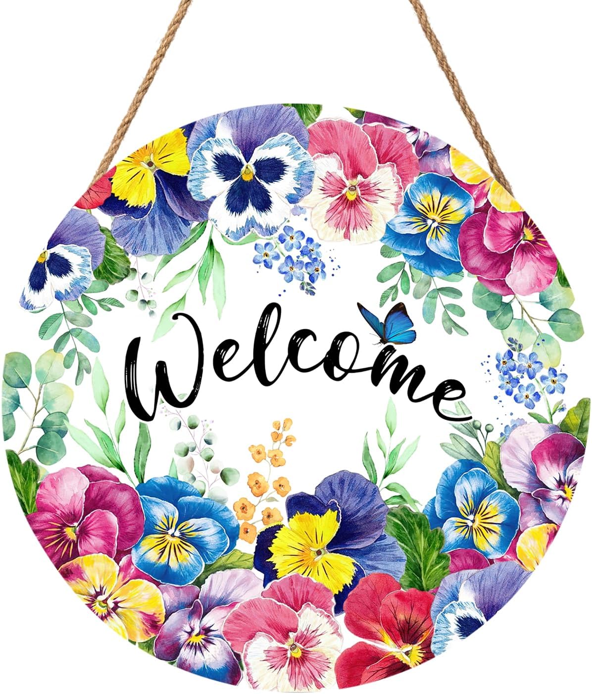 Amazon.com: Harooni Welcome Spring Summer Floral Flowers Wreaths Sign ...