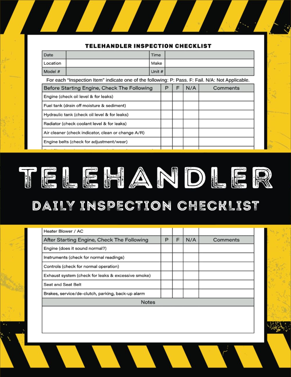 Telehandler Daily Inspection Checklist: Telescopic Handler Pre-Start ...