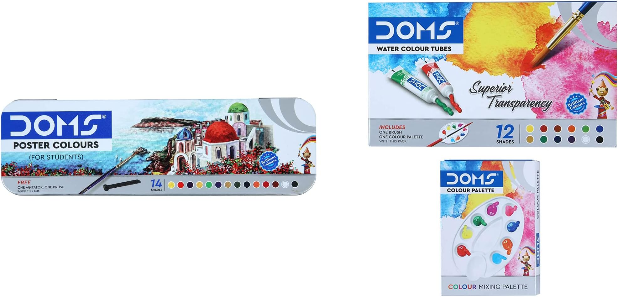 DOMS Poster Colour 14 Shades & DOMS Water Color Tube 12 Shades ...
