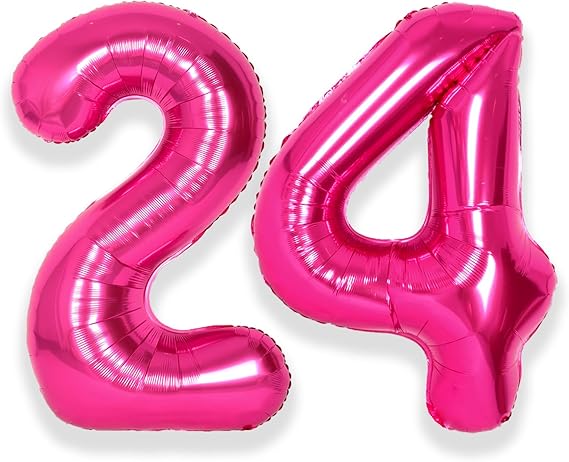 Amazon.com: SUWEN 40 Inch Large Hot Pink 24 Number Balloons Big Foil ...