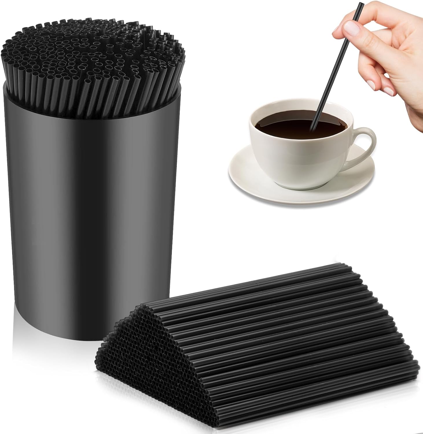 200 Pcs Black Coffee Stir Sticks Holder Set Coffee Stirrer Holder ...