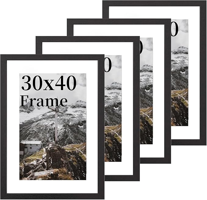 COMPOLICY 30x40cm Picture Frame, Black Wooden Frame with Clear Acrylic ...