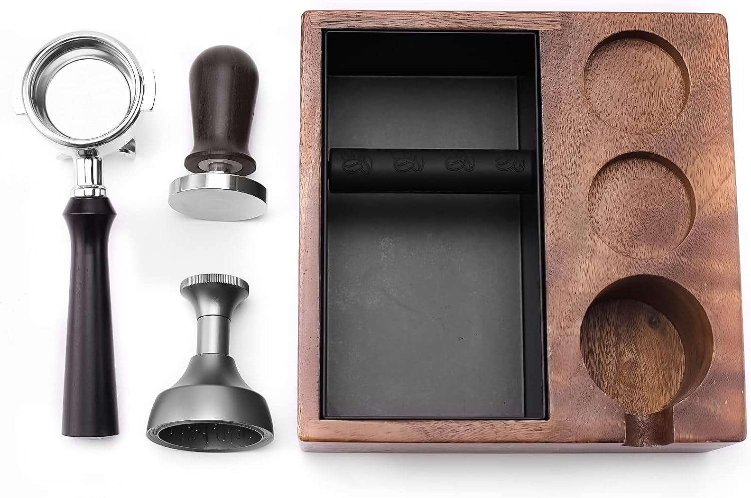 Amazon.com: CrossCreek Espresso Tool Set | 4 in 1 knock Box | 58mm ...