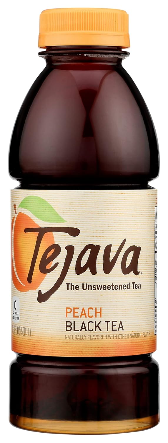 Amazon.com : Tejava The Unsweetened Tea, Peach Black Tea, Non-GMO, 16.9 ...