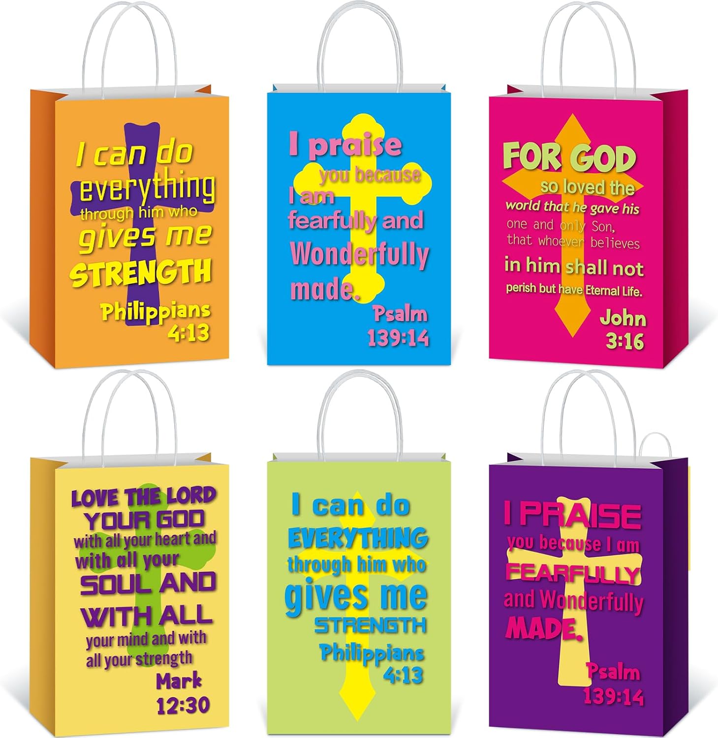 Amazon.com: 18 Pcs Religious Cross Paper Gift Bags Baptism Gift Bags ...