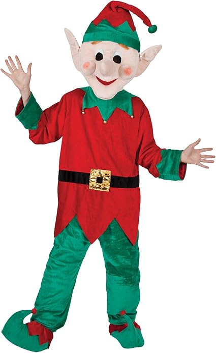 Adult Deluxe Christmas Elf Fancy Dress Mascot - One Size : Amazon.co.uk ...