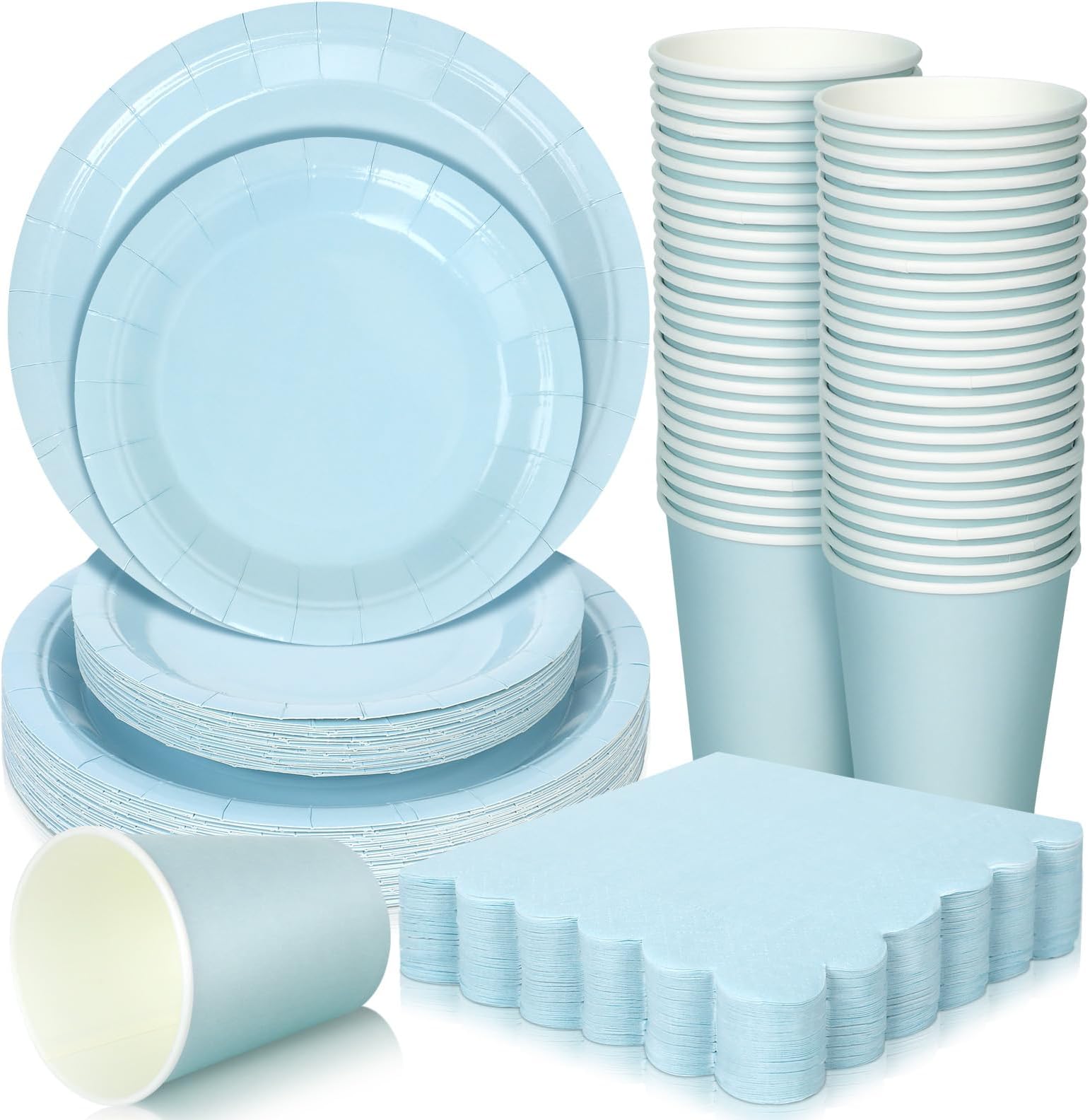 Amazon.com: 175 Pcs Blue Plates and Napkins Party Supplies - Light Blue ...