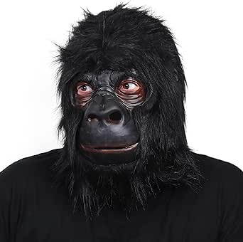 Amazon.com: Gorilla Mask Adult Black Monkey Head Mask Funny Animal ...