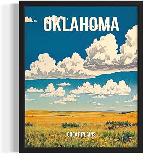 Amazon.com: OKlahoma Great Plains Wall Art Print Poster, State Painting ...