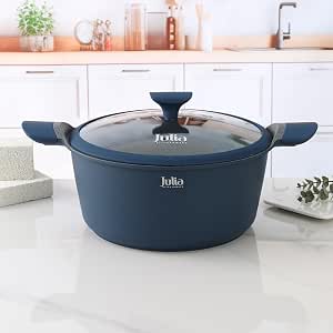 Julia Elite-Uni Casserole Cookware With Lid 32cm Blue Granite Non-Stick ...
