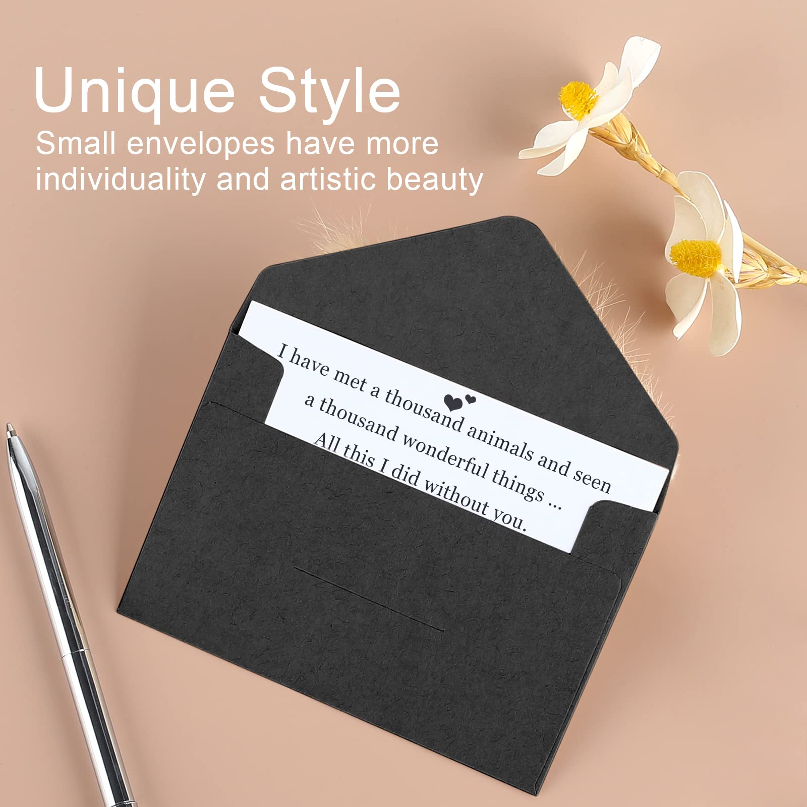 Snapklik.com : 100 Pack Black Mini Envelopes 4"x275" - Small Gift Card ...