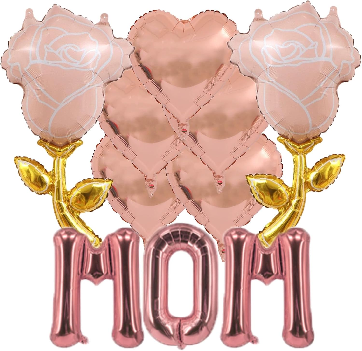 Amazon.com: Rose Gold Mother's Day Balloons Mom Balloons Heart Rose ...