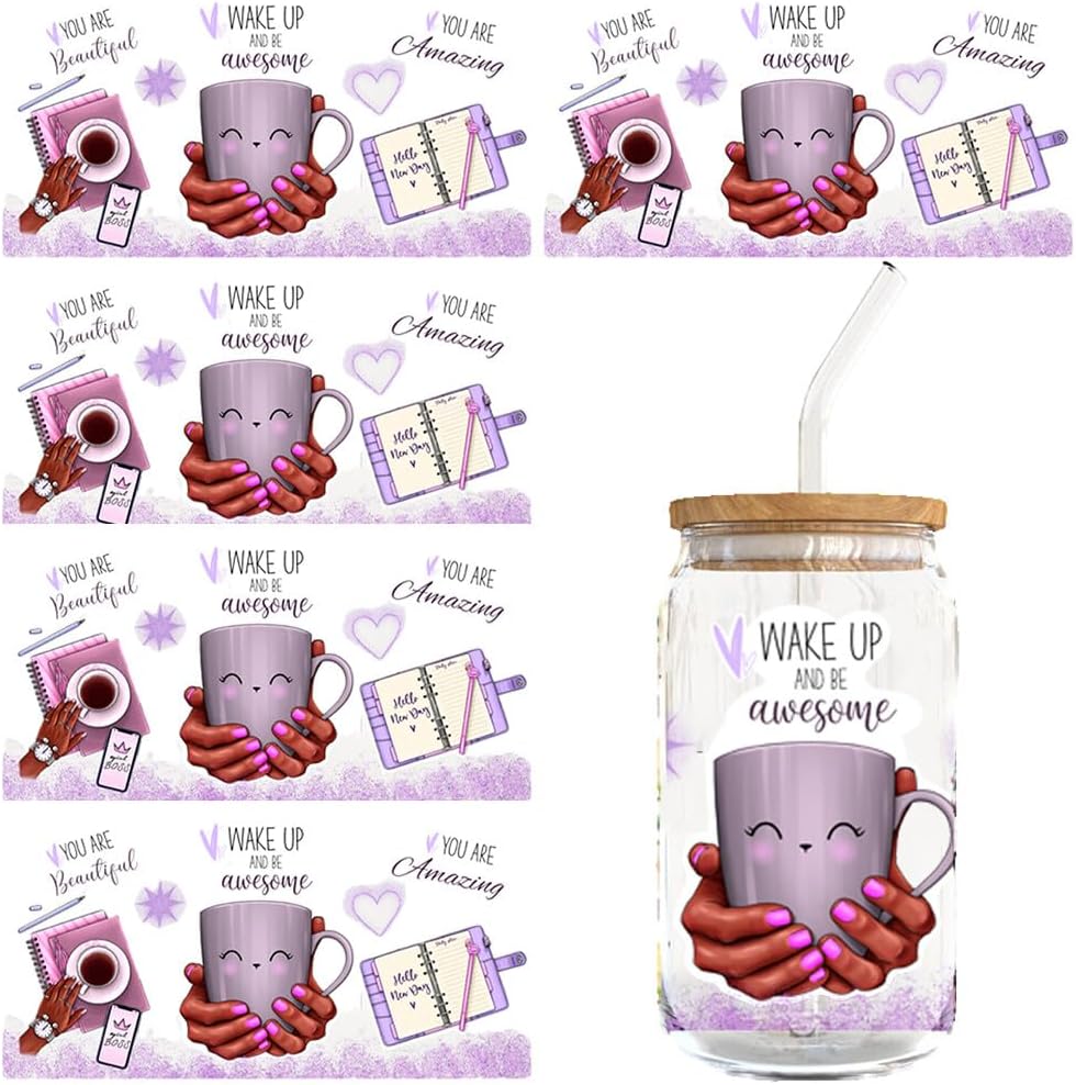 Amazon.com: Surakey UV Cup Wrap Transfer Stickers for Glass, 5 Sheets ...