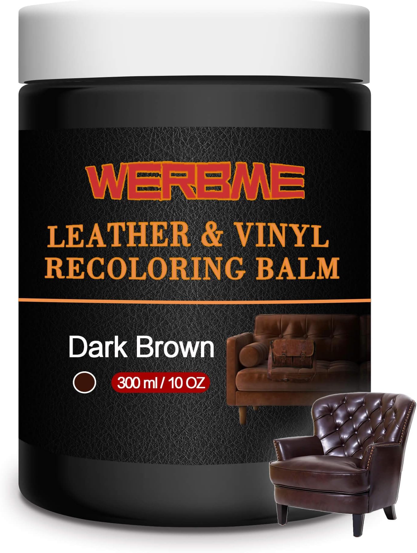 WERBME Leather Recoloring Balm, 10 OZ Dark Brown Leather Color Restorer ...