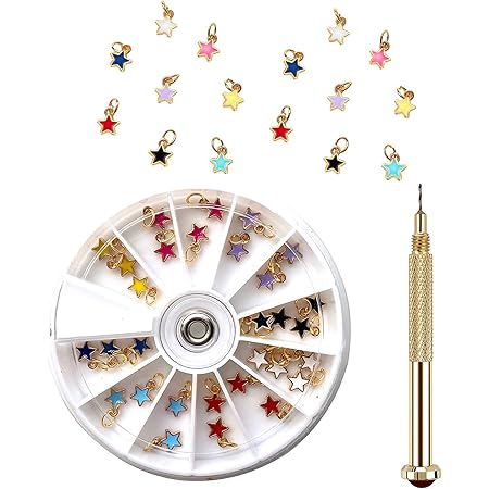 Amazon.com : Dangle Nail Charm Art Piercing Tool Hand Drill and Beaded ...