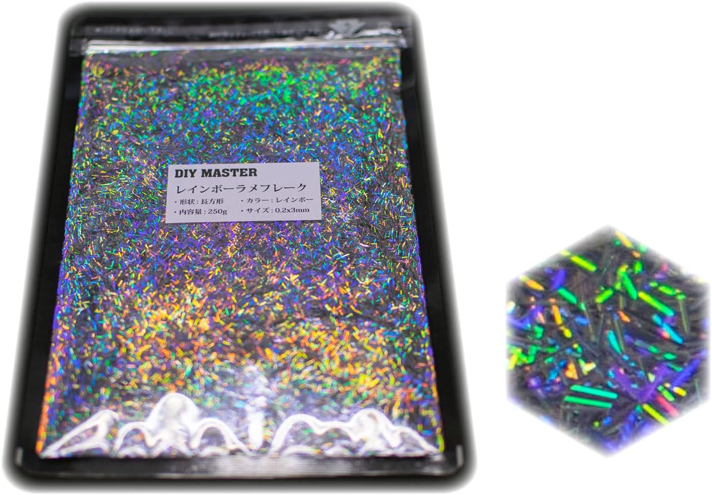 Amazon | DIY MASTER レインボー ラメ フレーク ロング 0.2mmx3mm (中) 250g | DIY MASTER | グリッター・ラメ 通販