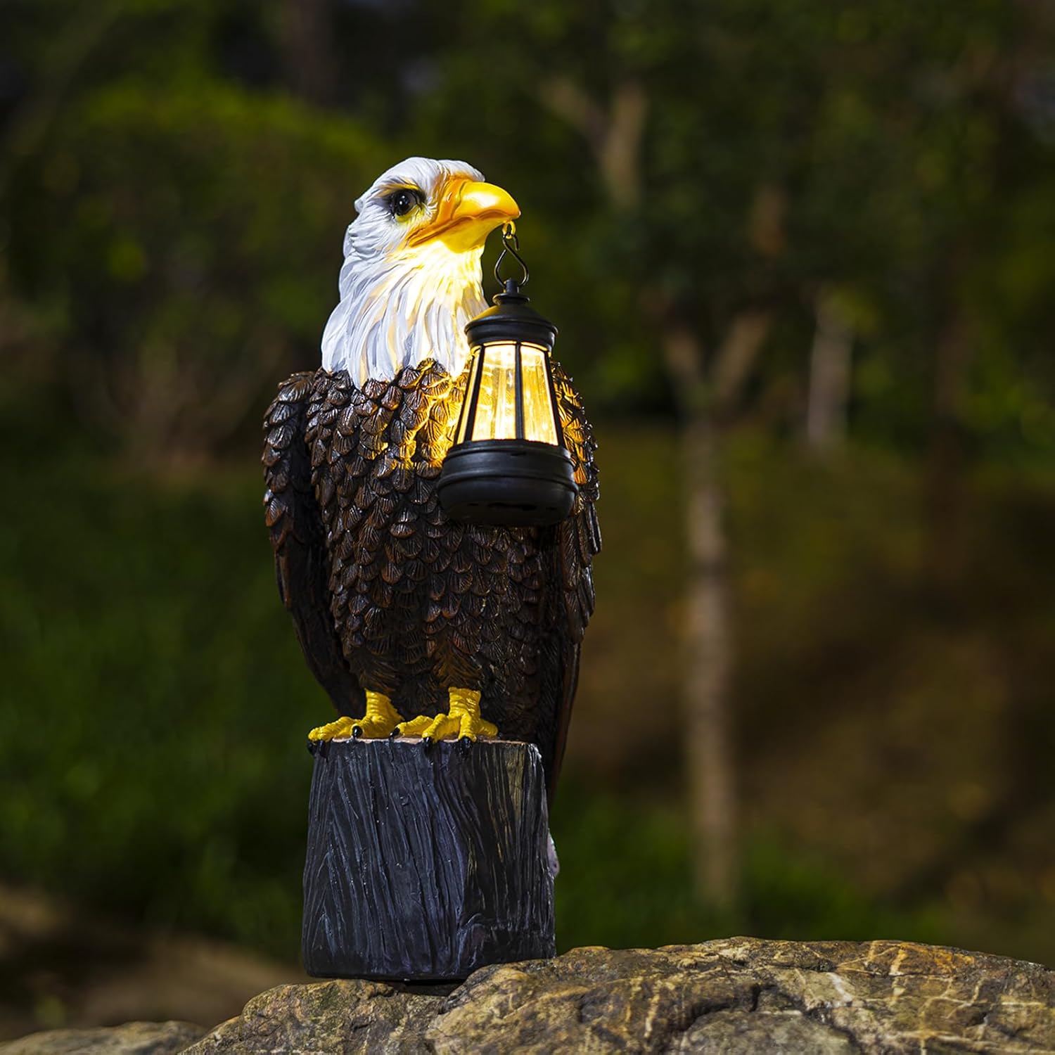 Amazon.com: HSLILIMING American Bald Eagle Statue with Solar Light, Large Outdoor Bald Eagle ...