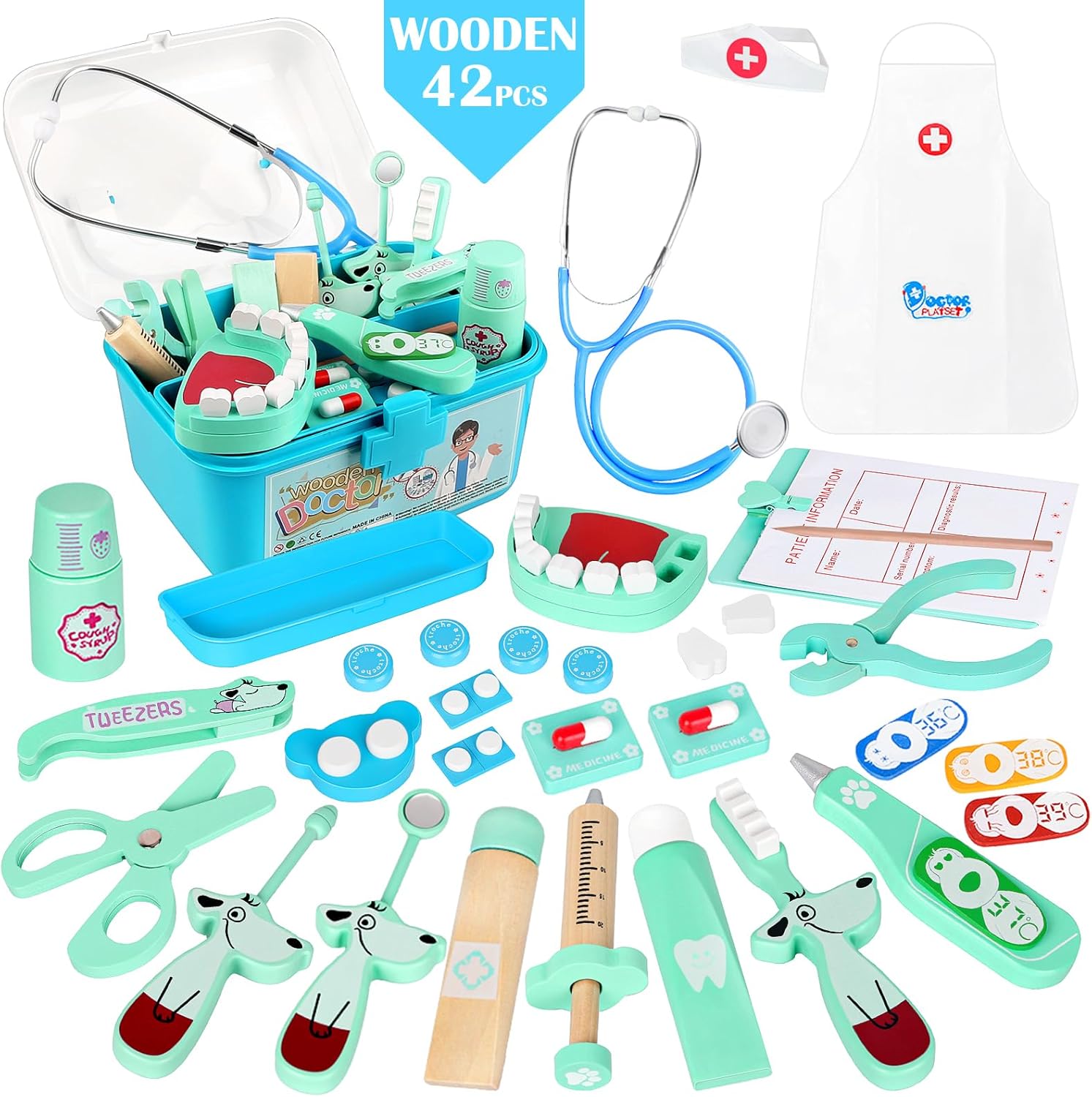 Doctors Set for Kids Doctors Kit Medical Playset Wooden Toys for 3 Year ...