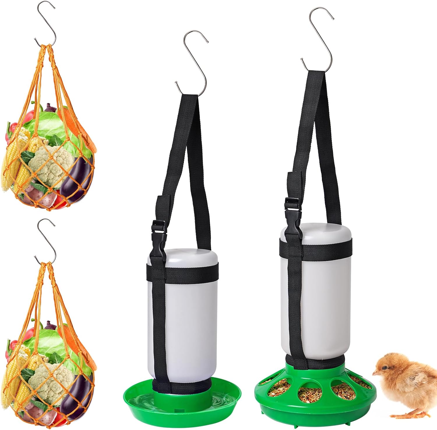 Amazon.com : Hanging Chicken Feeder and Waterer Kit, Chicken Vegetable ...