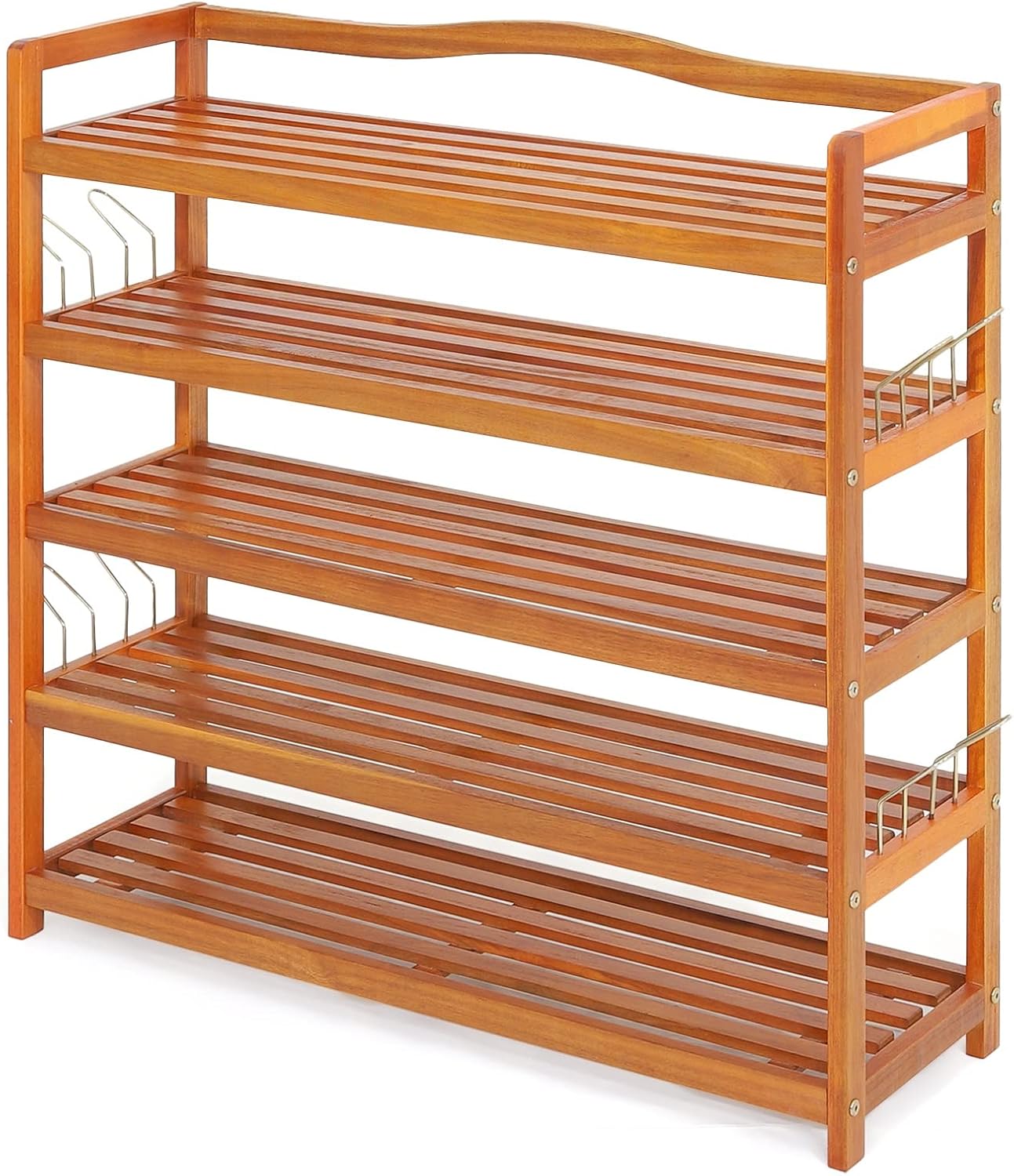 Amazon.com: HAPPYGRILL Shoe Rack 5-Tier Entryway Shoe Shelf Acacia Wood ...
