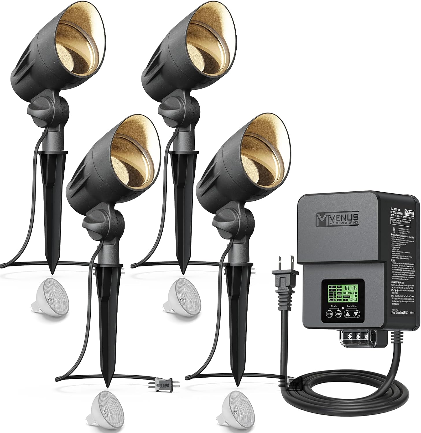 VENUS MANUFACTURING Outdoor Low Voltage Landscape Lights Kits with 4 ...