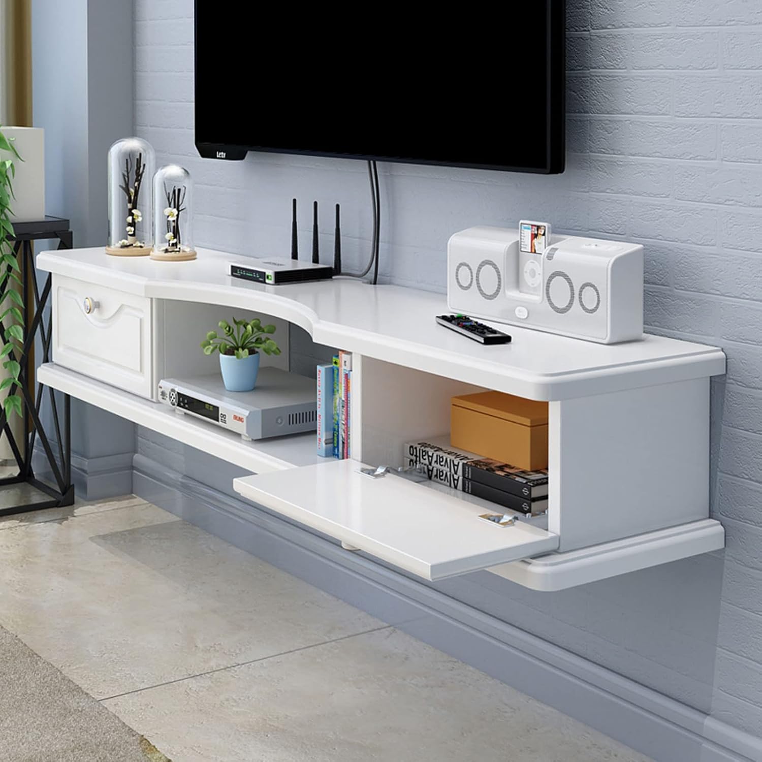 Amazon.co.jp: KOWJIFH Wall Mounted TV Cabinet Floating Shelf Wall Shelf ...