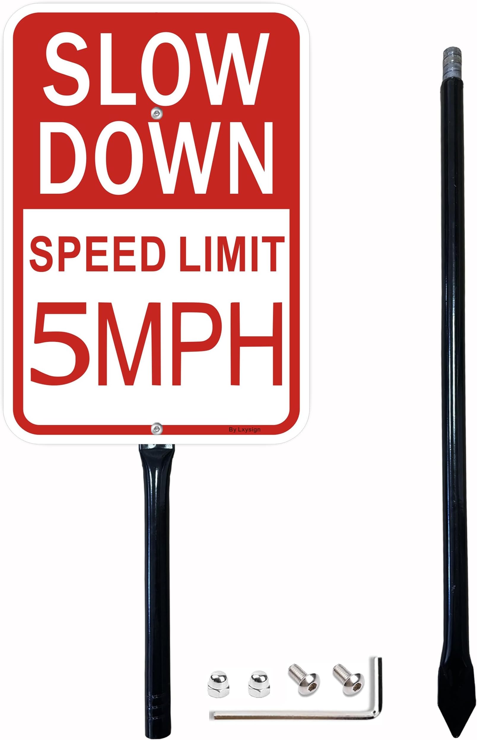 Slow Down Speed Limit 5 MPH Sign with 36-Inch Stakes, 14 x 10 Inches ...