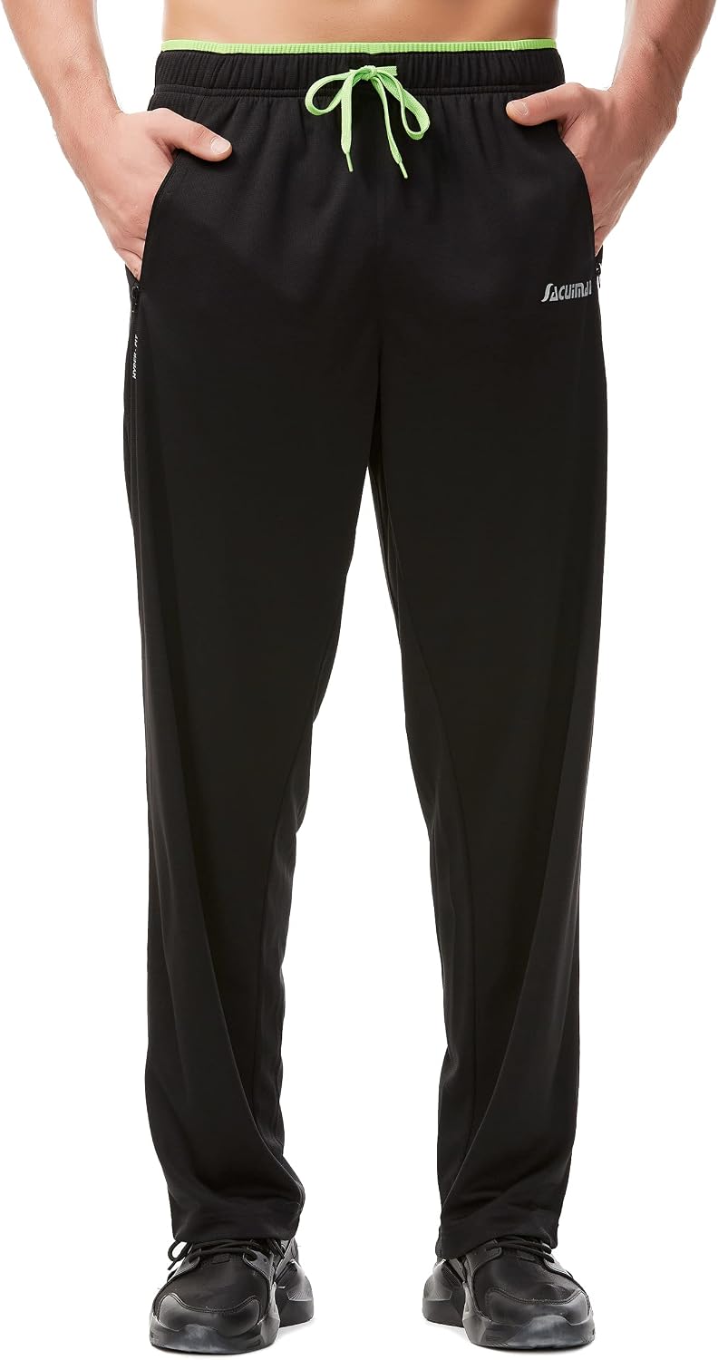 Mens Sweatpants with Zipper Pockets Open Bottom Athletic Pants for ...