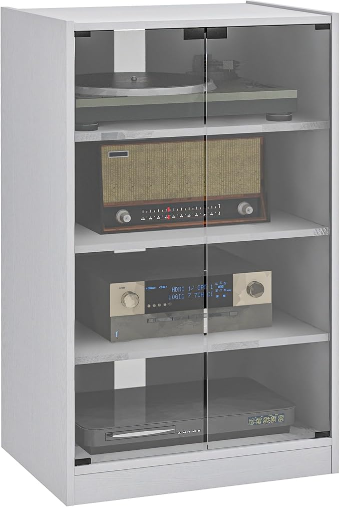 Amazon.com: HOMCOM Media Cabinet, 4-Tier Stereo Cabinet, Modern Audio ...