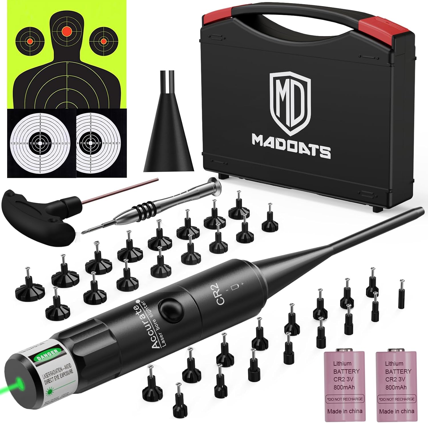 Amazon.com : MD MADOATS Professional Laser Bore Sight Kit with 32 Adapters Fit .17 to .81 ...