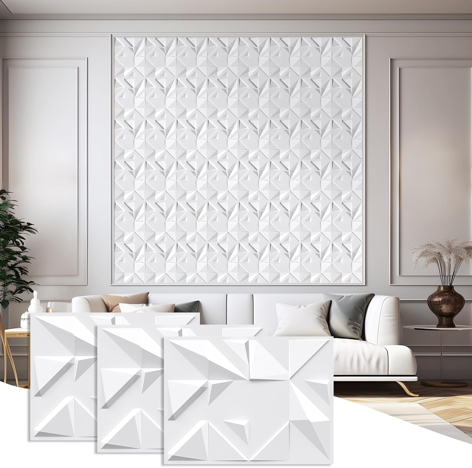 Amazon.com: Wodaue 48 Pack 3D Wall Panels, 15.7" x 11.8" PVC Waterproof ...