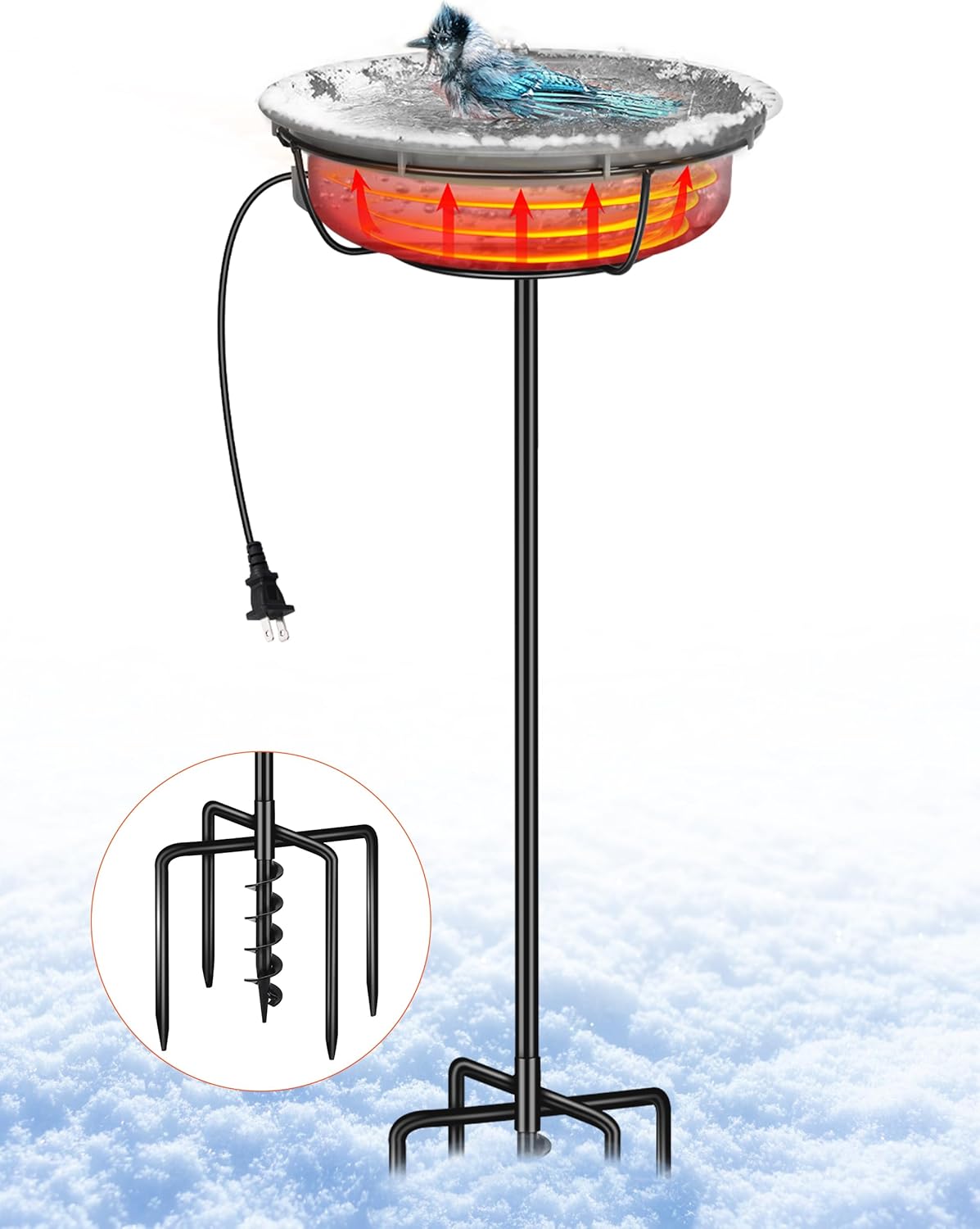 Amazon.com: JOYSEUS Heated Bird Bath-35 Inches High, 75W Birdbath Water ...