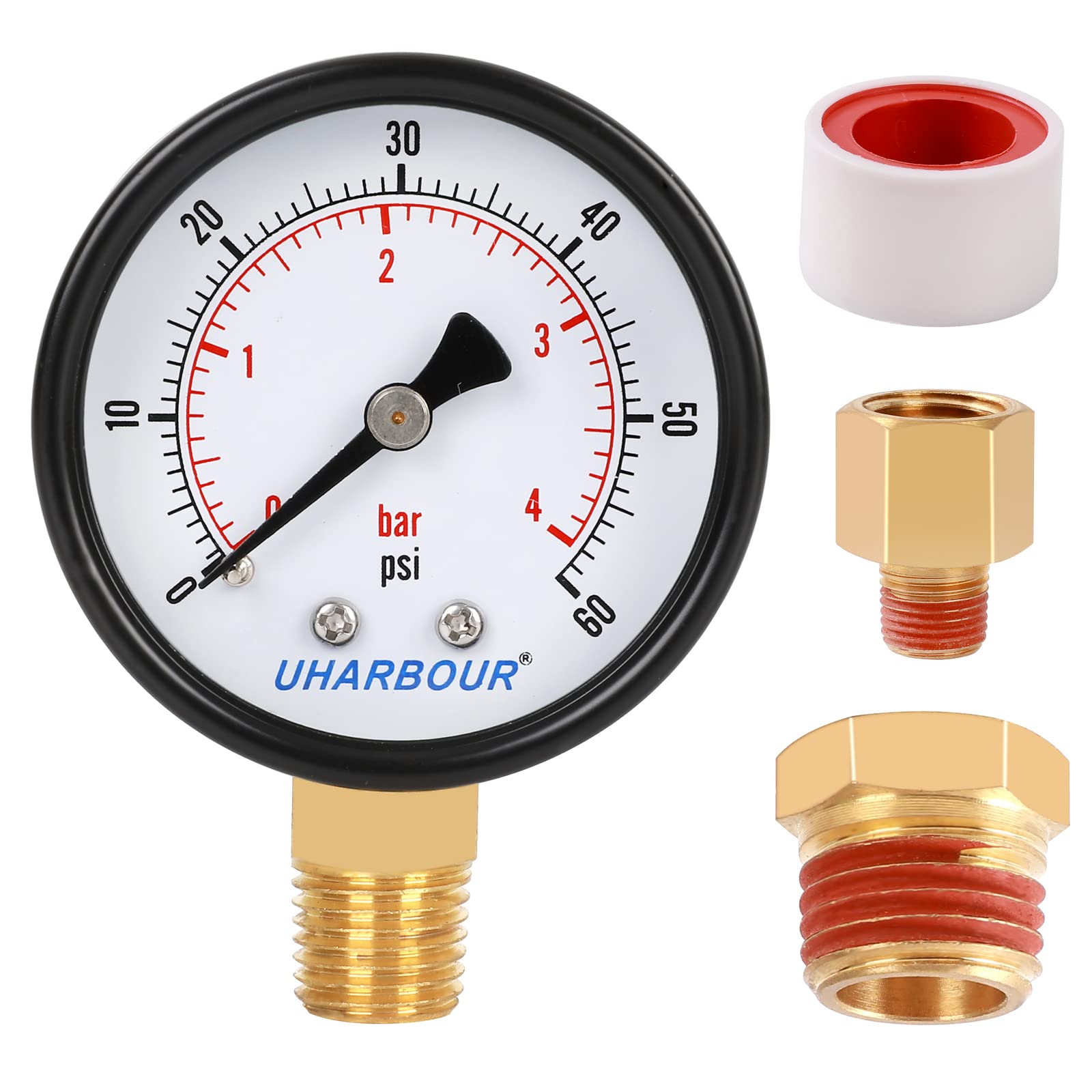 Snapklik.com : UHARBOUR Lead-Free Pool Filter Pressure Gauge 0-60psi, 2 ...