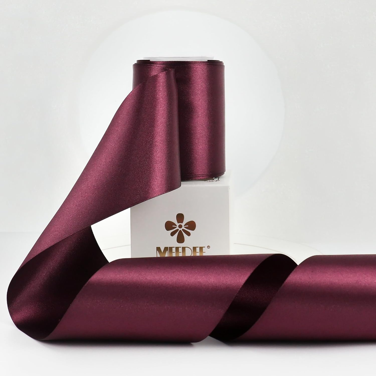 Amazon.com: MEEDEE Lux Double Faced Satin Ribbon - 3 Inch Wide Burgundy ...