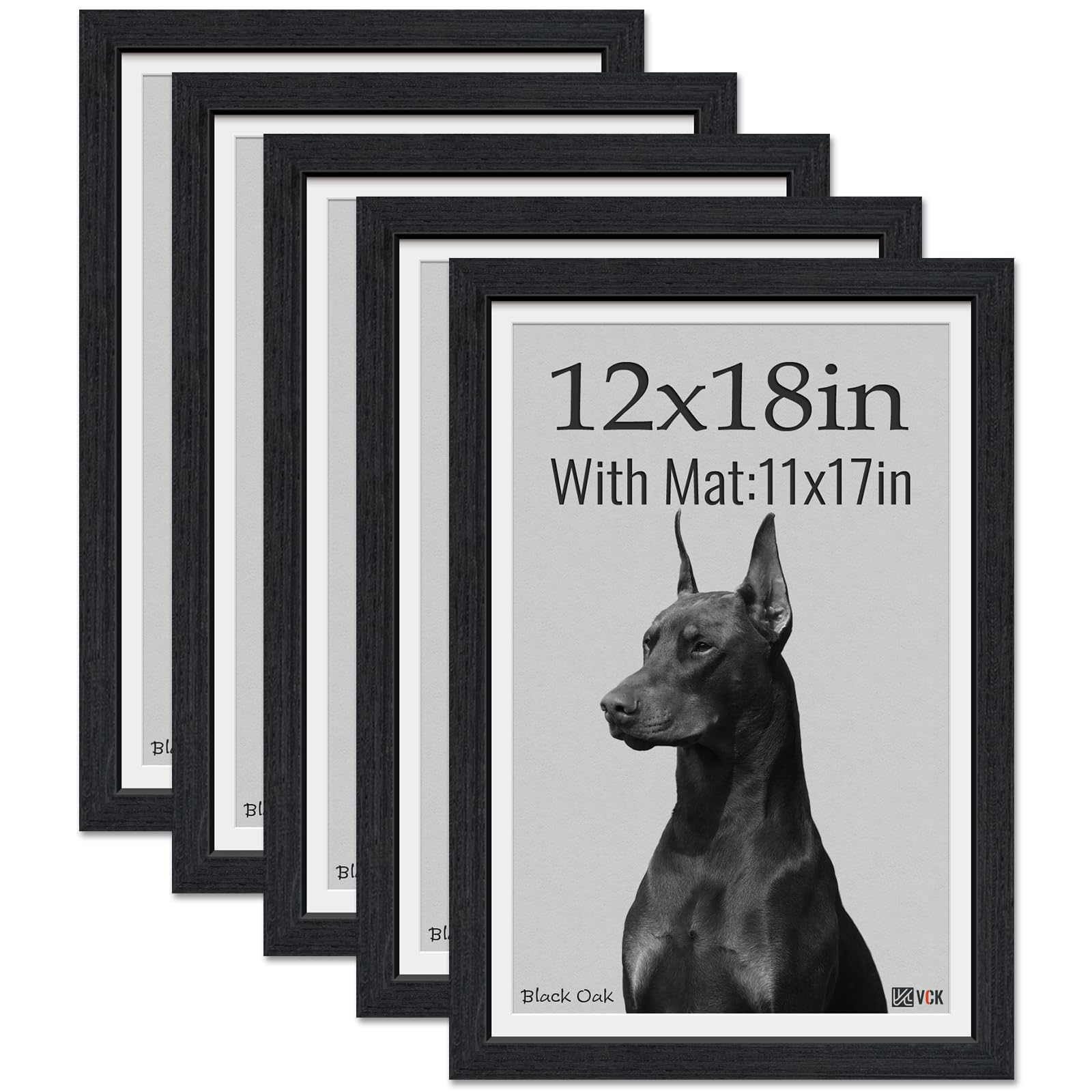 Snapklik.com : VCK 12x18 Picture Frame 5 Pack, Natural Wood Grain Black ...