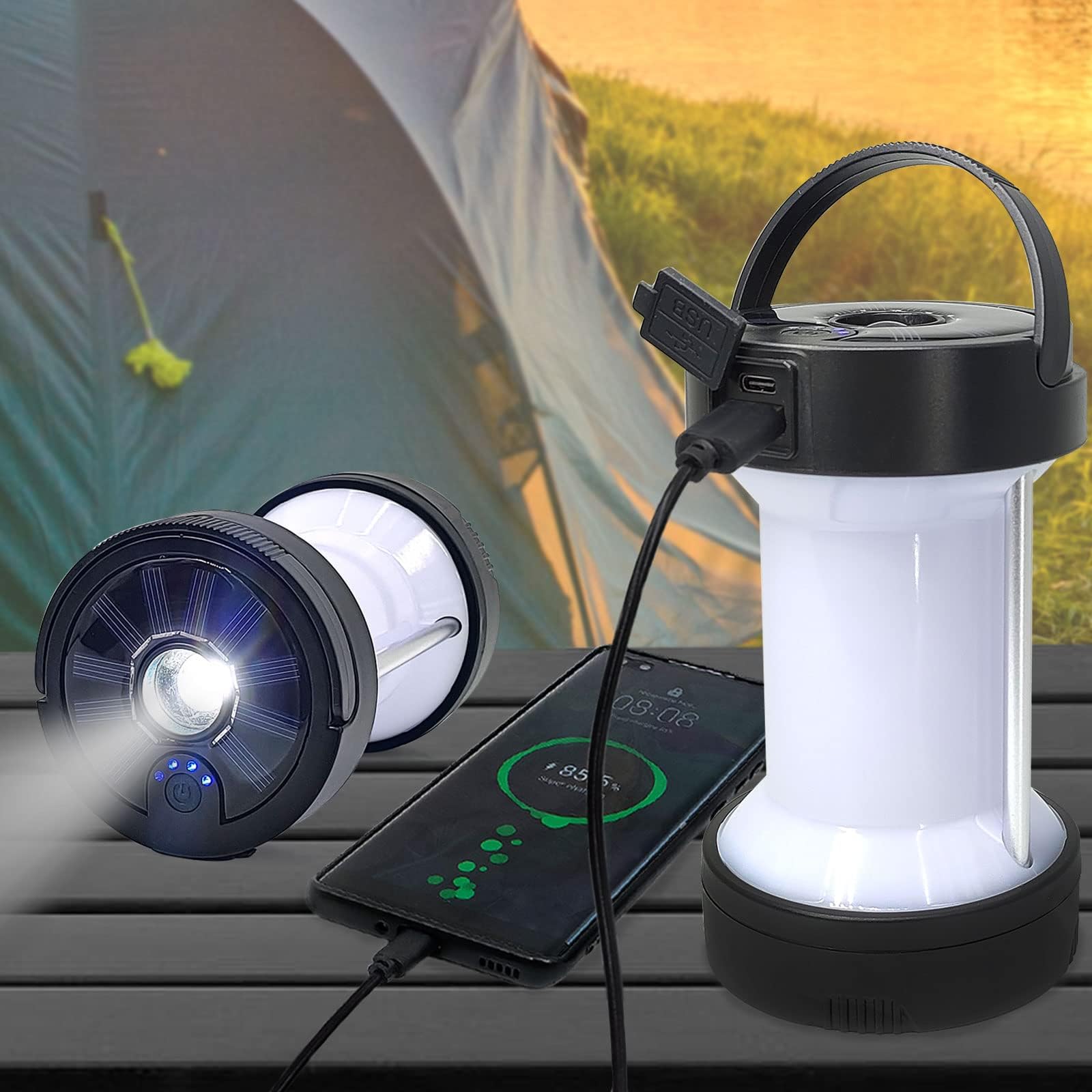 Amazon.com: LMLAITE 2Pcs Solar LED Camping Lantern,IPX4 Waterproof ...