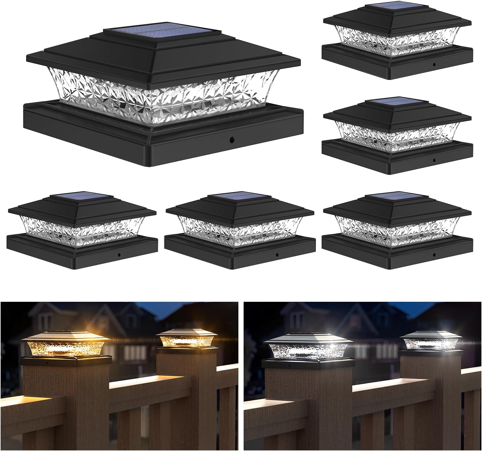 APONUO Solar Post Lights Outdoor, 2 Lighting Modes 16 LEDs Solar Post ...