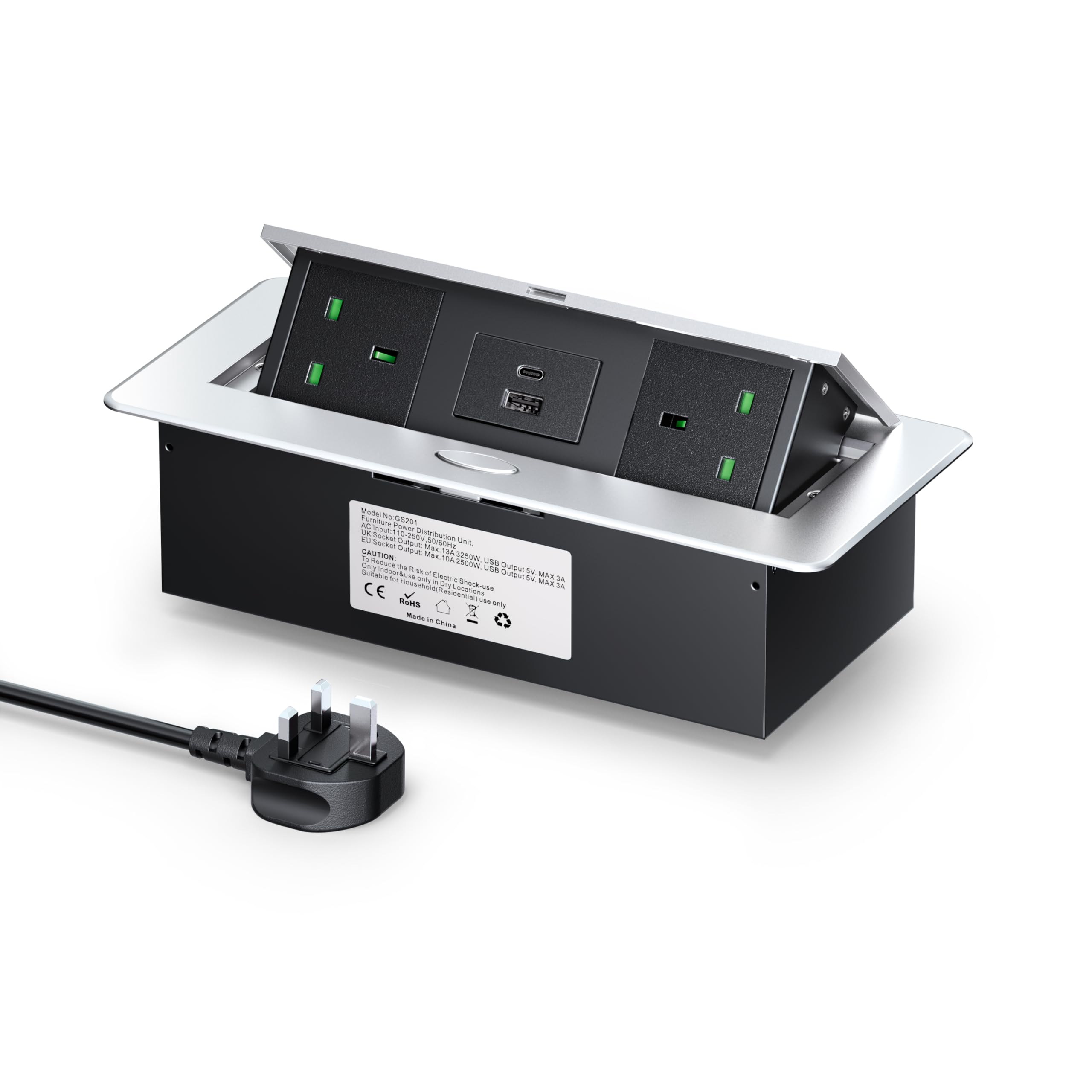 Buy Recessed Power Strip USB C PD 20W, THOWALL Recessed Power Socket ...