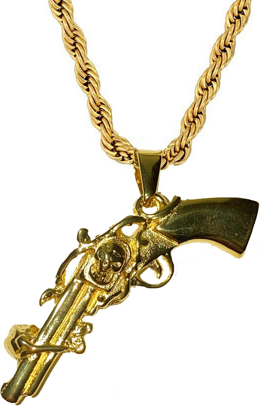 Men Women Gun Revolver Pistol Riffle Solid 14k Gold Finish Pendant ...